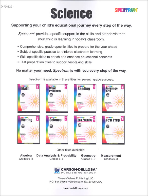Spectrum Science 2015 Grade 7 Spectrum 9781483811710 Spectrum Science 2015 Grade 7 Spectrum 9781483811710