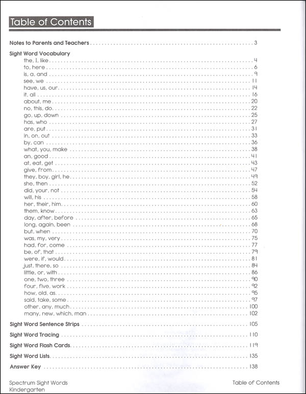 Spectrum Sight Words 2015 Grade K Spectrum 9781483811888 Spectrum Sight Words 2015 Grade K Spectrum 9781483811888