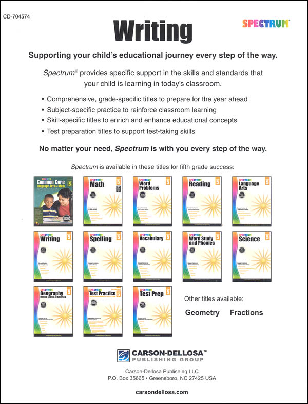 Spectrum Writing 2015 Grade 5 Spectrum 9781483812007 spectrum-writing-2015-grade-5-spectrum-9781483812007
