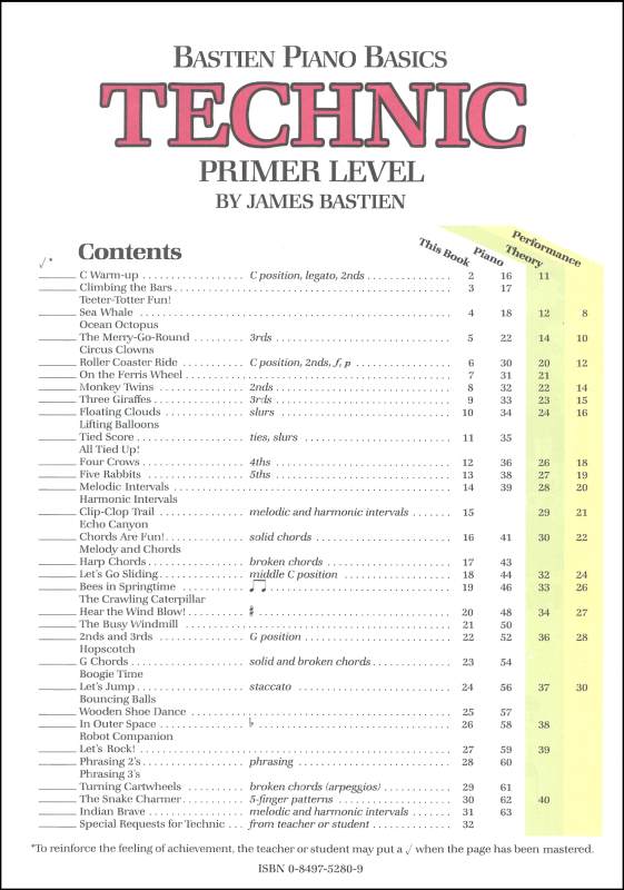 Bastien Piano Basics Technic Primer | Charles Dumont & Son | 9780849752803 Bastien Piano Basics Technic Primer | Charles Dumont & Son | 9780849752803