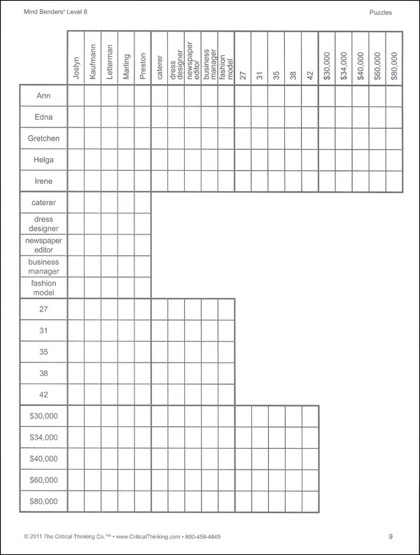 Mind Benders Book 8 (Deductive Thinking Skills) | Critical Thinking ...
