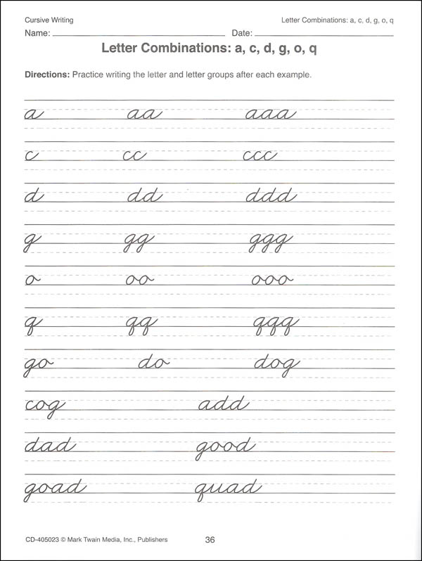 Cursive Writing Instruction Practice And Reinforcement Mark Twain 