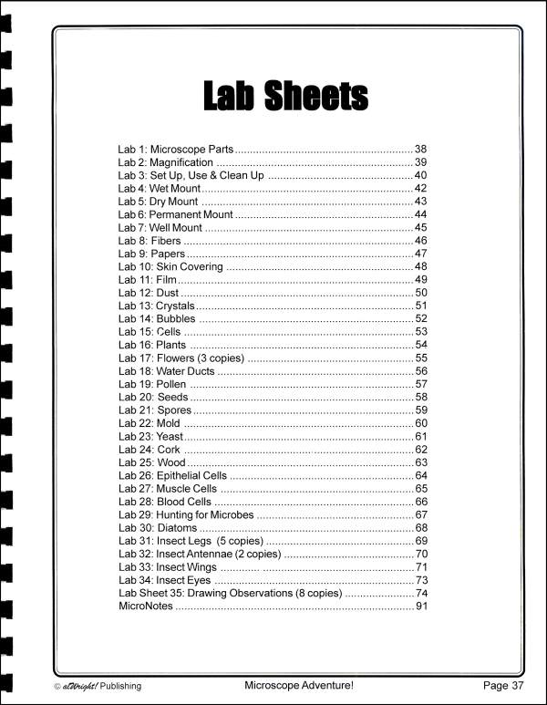 Microscope Lab Sheets Only | Alwright Publications