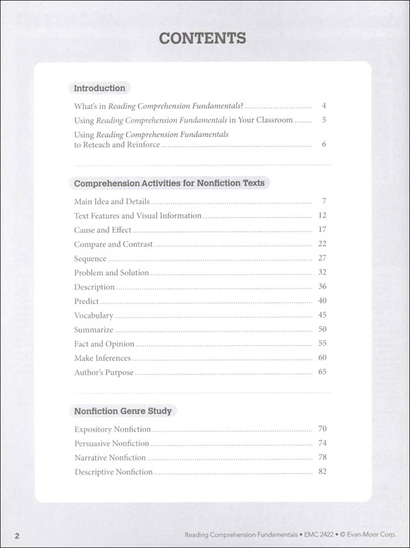 Reading Comprehension Fundamentals Grade 2 Evan Moor 9781629384610 Reading Comprehension Fundamentals Grade 2 Evan Moor 9781629384610