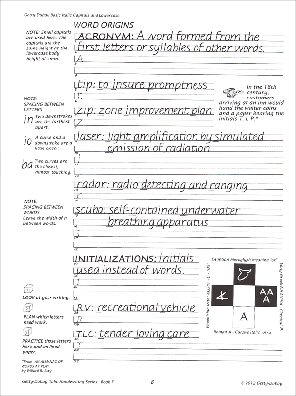 Italic Handwriting Book F 4th Edition | Getty-Dubay Productions ...