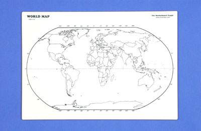World Map Outline Write 'n Wipe Bd 13" x 18" | Markerboard People