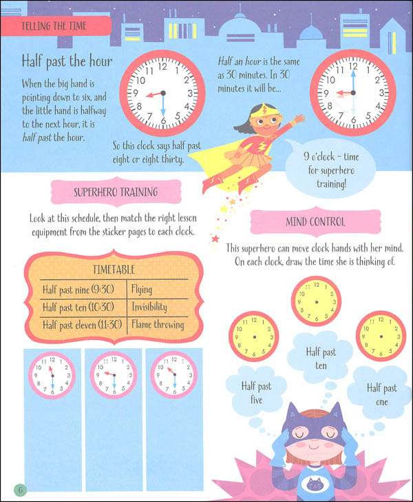 Telling the Time Activity Book (Usborne Math Sticker Activity Books ...