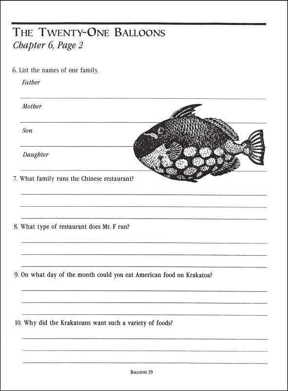 Twenty-One Balloons Comprehension Guide | Veritas Press | 9781930710719