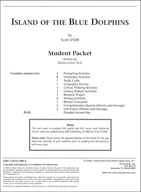 Island of the Blue Dolphins Student Pack | Novel Units | 9781561374892