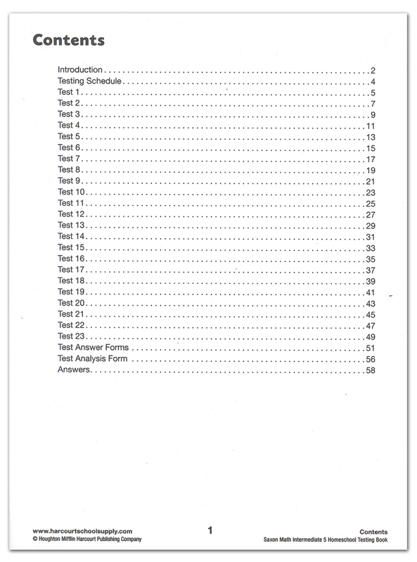 Saxon Math Intermediate 5 Homeschool Test Bk Saxon Publishers Saxon Math Intermediate 5 Homeschool Test Bk Saxon Publishers