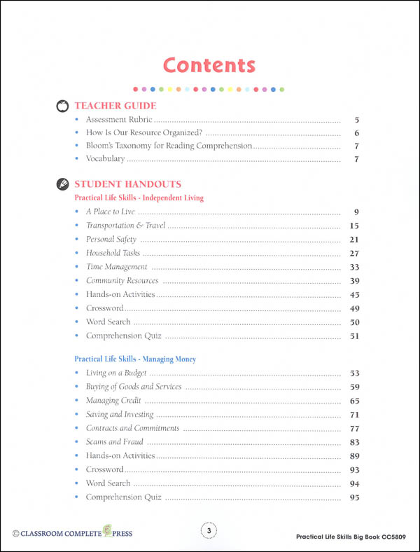 Practical Life Skills Big Book | Classroom Complete Press | 9781773448138