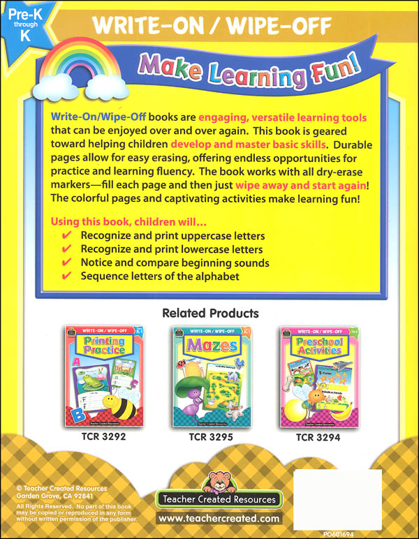 Alphabet (Write-On/Wipe-Off) | Teacher Created Resources | 9781420682137