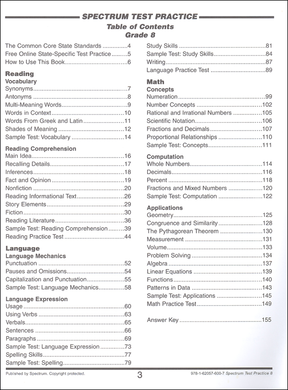 Spectrum Test Practice Grade 8 | McGraw-Hill | 9781620576007