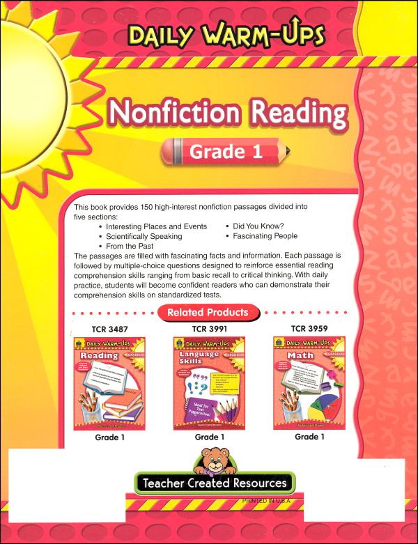 Daily Warm-Ups: Nonfiction Reading Grade 1 | Teacher Created Resources ...