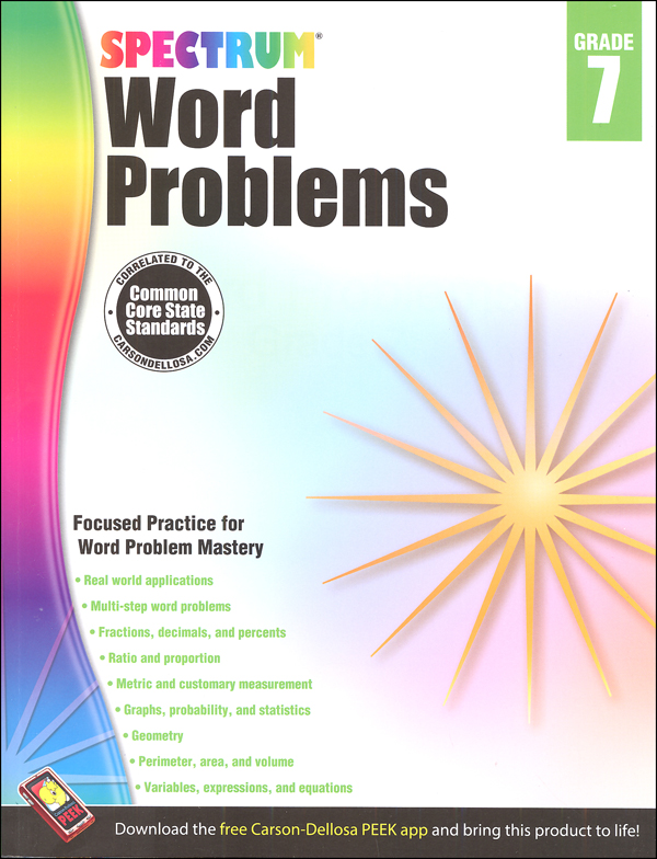 Spectrum Word Problems Grade 7 Spectrum 9781624427336 Spectrum Word Problems Grade 7 Spectrum 9781624427336