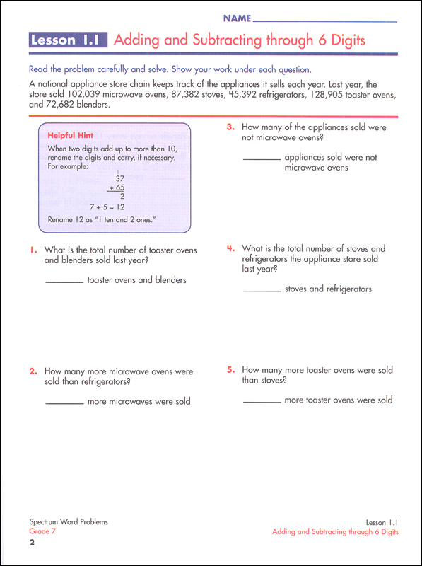 Spectrum Word Problems Grade 7 Spectrum 9781624427336 Spectrum Word Problems Grade 7 Spectrum 9781624427336