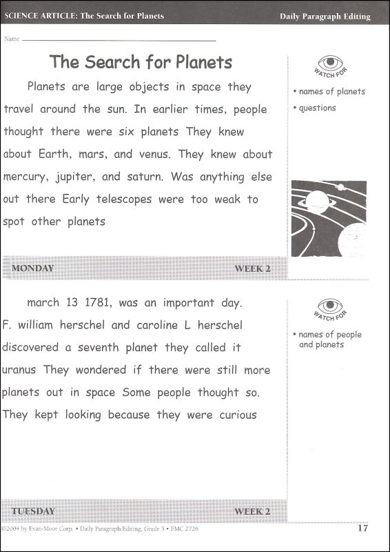 Daily Paragraph Editing Grade 3 Evan Moor 9781557999573