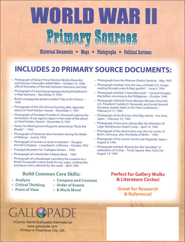 World War II Primary Sources | Gallopade International | 9780635108425