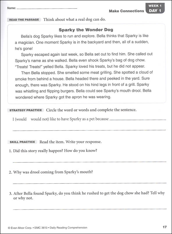 Daily Reading Comprehension Grade 3 Evan Moor 9781629384764 Daily Reading Comprehension Grade 3 Evan Moor 9781629384764