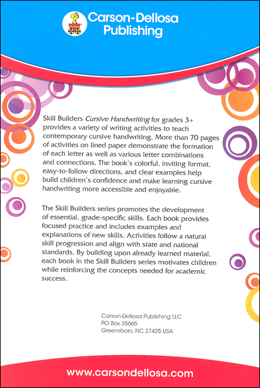 Cursive Handwriting Grade 3 Skill Builders Carson Dellosa 