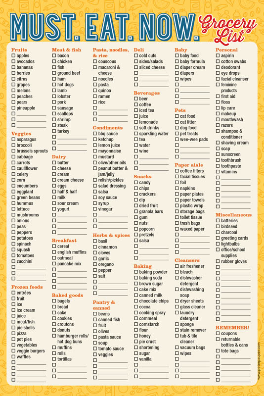 Must Eat Now Grocery List Note Pad Peter Pauper Press 9781441329189