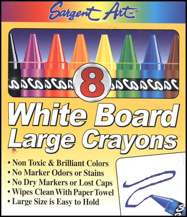 White Board Crayons Large Size - Set of 8 (Assorted Colors) | Sargent Art