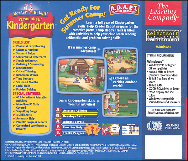 Reader Rabbit Personalized Kindergarten CD-ROMS | The Learning Company