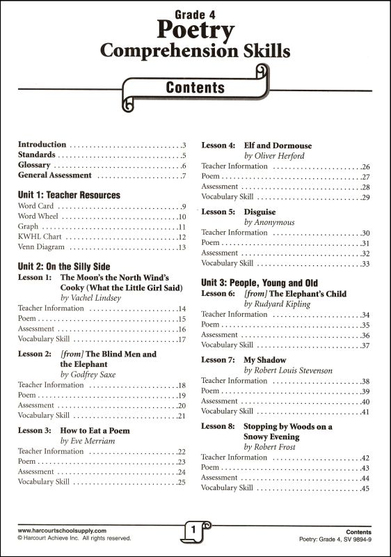 Poetry Comprehension Grade 4 Steck Vaughn 9780739898949 Poetry Comprehension Grade 4 Steck Vaughn 9780739898949