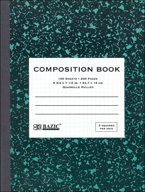 Composition Book Quad Ruled 5 1 Marble Cover Bazic Products