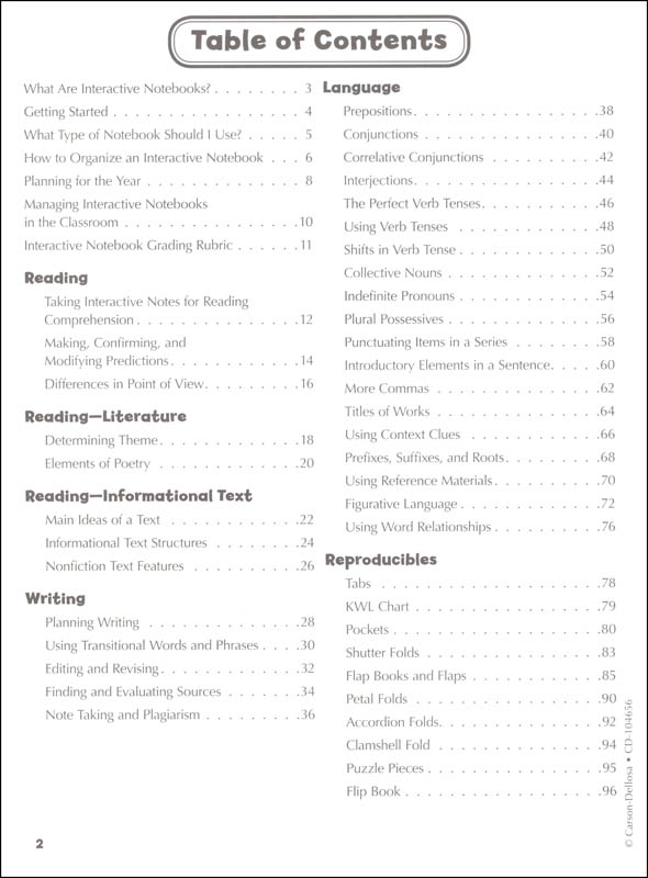 Interactive Notebooks: Language Arts - Grade 5 | Carson-Dellosa ...