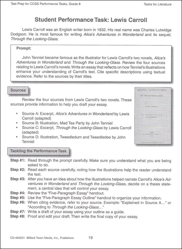 Test Prep for CCSS Performance Tasks: Grade 8 | Mark Twain Media ...