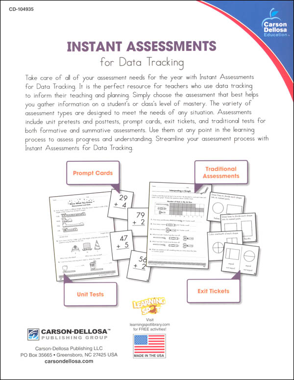 Math Instant Assessments for Data Tracking - Grade 1 | Carson-Dellosa ... Math Instant Assessments for Data Tracking - Grade 1 | Carson-Dellosa ...