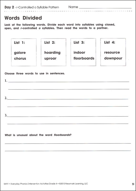 Everyday Phonics Intervention Activities Grade 4 | Newmark Learning ...
