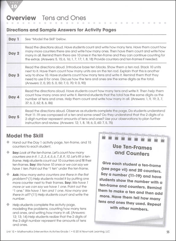 Mathematics Intervention Activities Grade 1 | Newmark Learning ...