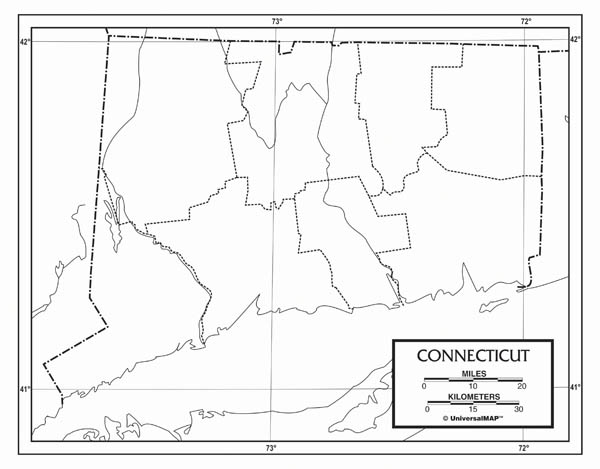 Connecticut Map Paper single (8+" x 11") | UniversalMap