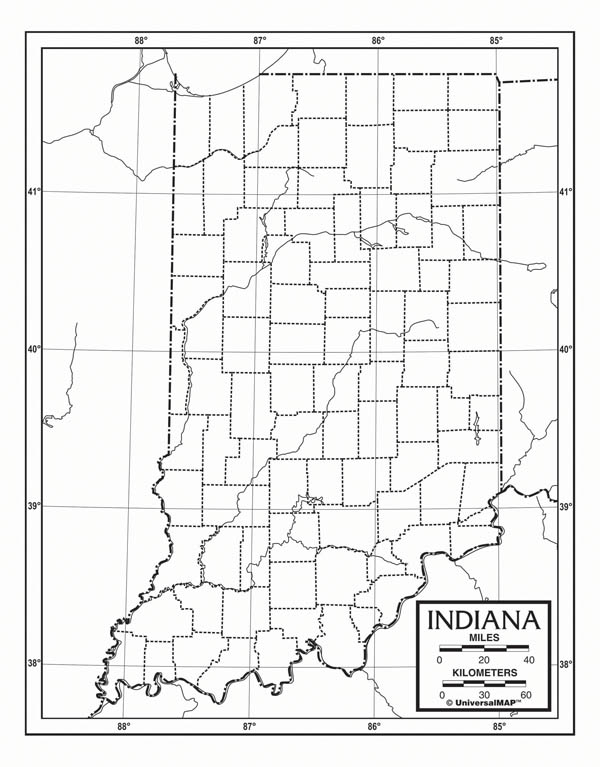 Indiana Map Paper single (8+" x 11") | UniversalMap