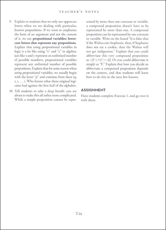 Intermediate Logic Mastering Propositional Arguments Teacher Edition 3ed Canon Press 