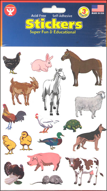 Farm Animal Stickers (3 Sheets) | Hygloss