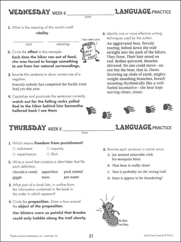 Use It! Don't Lose It! Daily Language Practice Grade 8 | Incentive ...