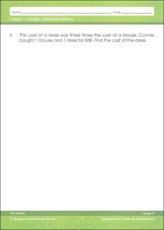 Singapore Math Challenge Word Problems Grades 4 Thinking Kids Singapore Math Challenge Word Problems Grades 4 Thinking Kids
