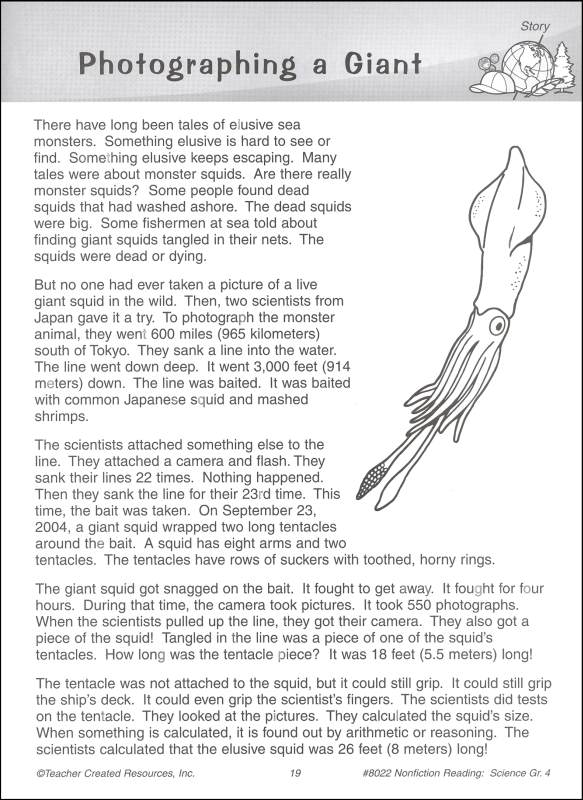 Nonfiction Reading Comprehension Science Grade 4 Teacher Created