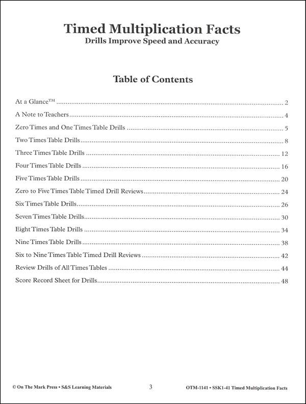 Timed Multiplication Facts On The Mark Press 9781550358995