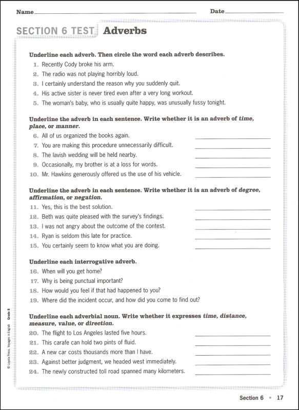 Voyages in English 2011 Grade 8 Assessment | Loyola University Press ...