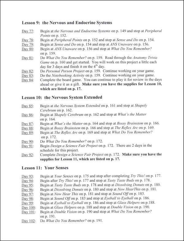 Daily Lessons Plans Exploring Creation With Human Anatomy and ... Daily Lessons Plans Exploring Creation With Human Anatomy and ...