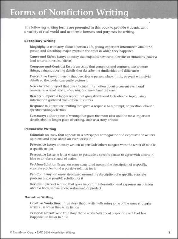 Nonfiction Writing Grade 6 | Evan-Moor | 9781609631734
