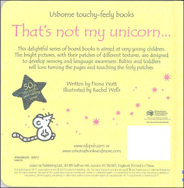 Thats Not My Unicorn Usborne Touchy Feely Board Books Edc Usborne 9780794541026
