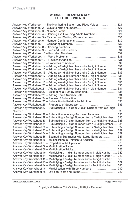 3rd Grade MATH Workbook A TutorSoft Inc 