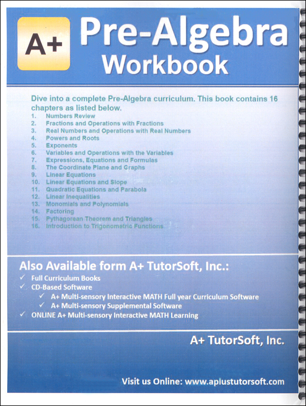 Pre Algebra Workbook A TutorSoft Inc 