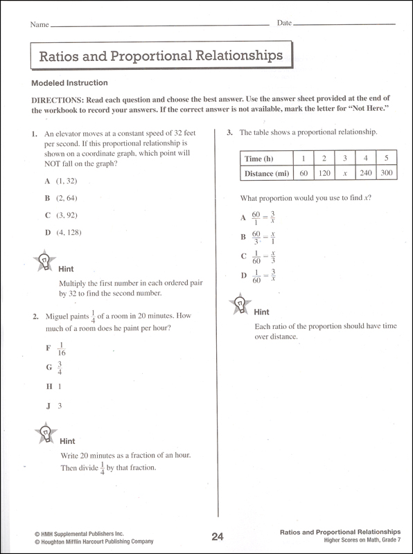 Higher Scores On Math Standardized Tests Workbook Grade 7 Steck