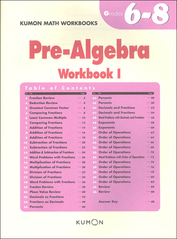 Pre-Algebra (Kumon Middle School Math) | Kumon Publishers | 9781941082577
